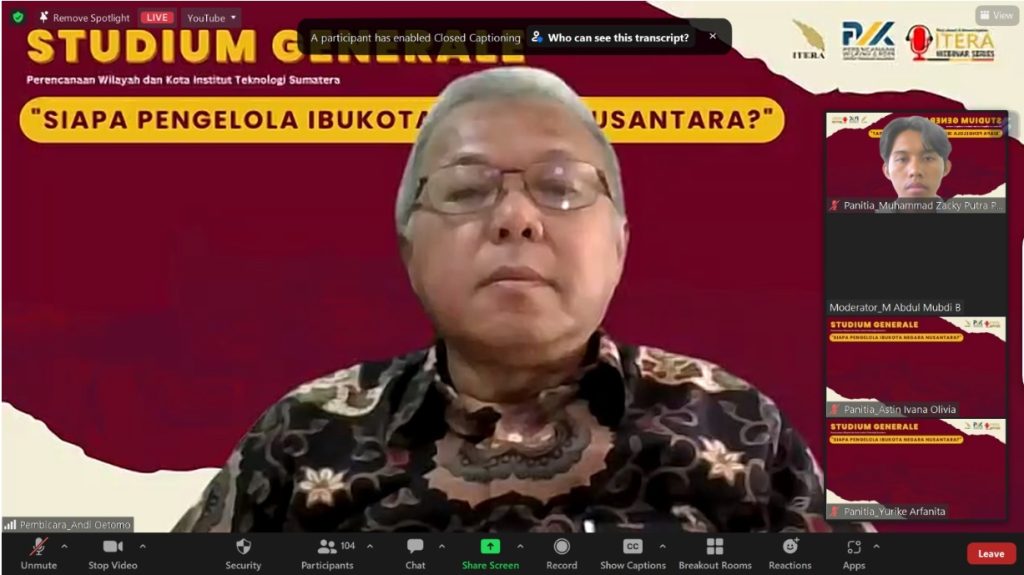 Webinar Prodi PWK ITERA Kaji Tata Kelola Ibu Kota Negara Nusantara - ITERA