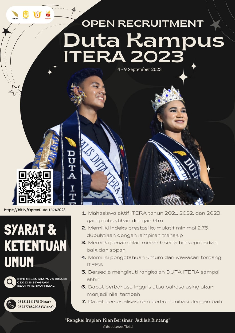 Pendaftaran Duta ITERA Dibuka, Ajang Mahasiswa Terlibat Bangun Citra ...